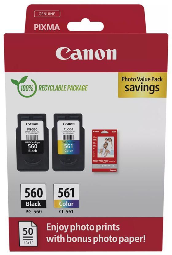 Canon inktcartridge PG-560/CL-561, 180 pagina's, OEM 3713C008, 4 ...